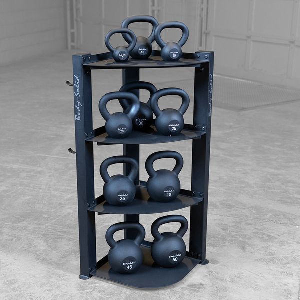 BODY-SOLID 4-TIER CORNER KETTLEBELL ACCESSORY RACK | GAR75 - Fitness ...